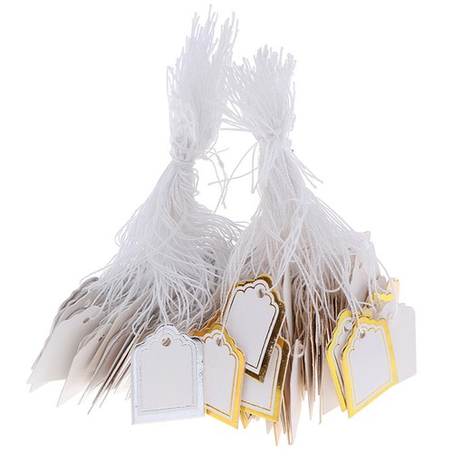 200Pcs Gold border Label Tie String Ticket Jewelry Merchandise Price ...