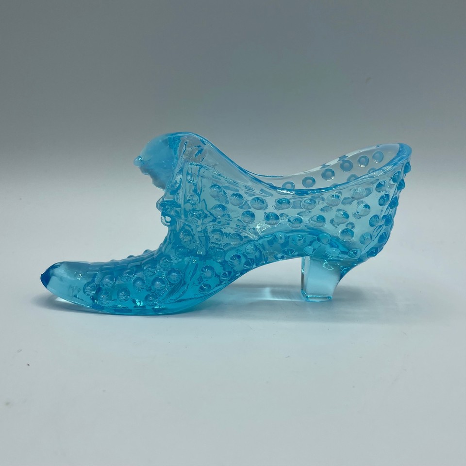 Vintage Fenton Glass Blue Hobnail Cat Head Slipper | eBay