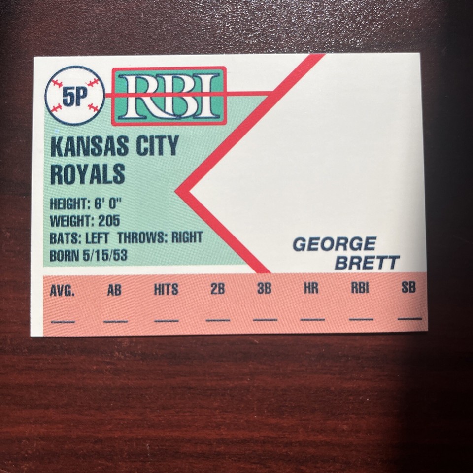 1991 Regional Baseball Index Prototype George Brett #5P Magazine Card ...
