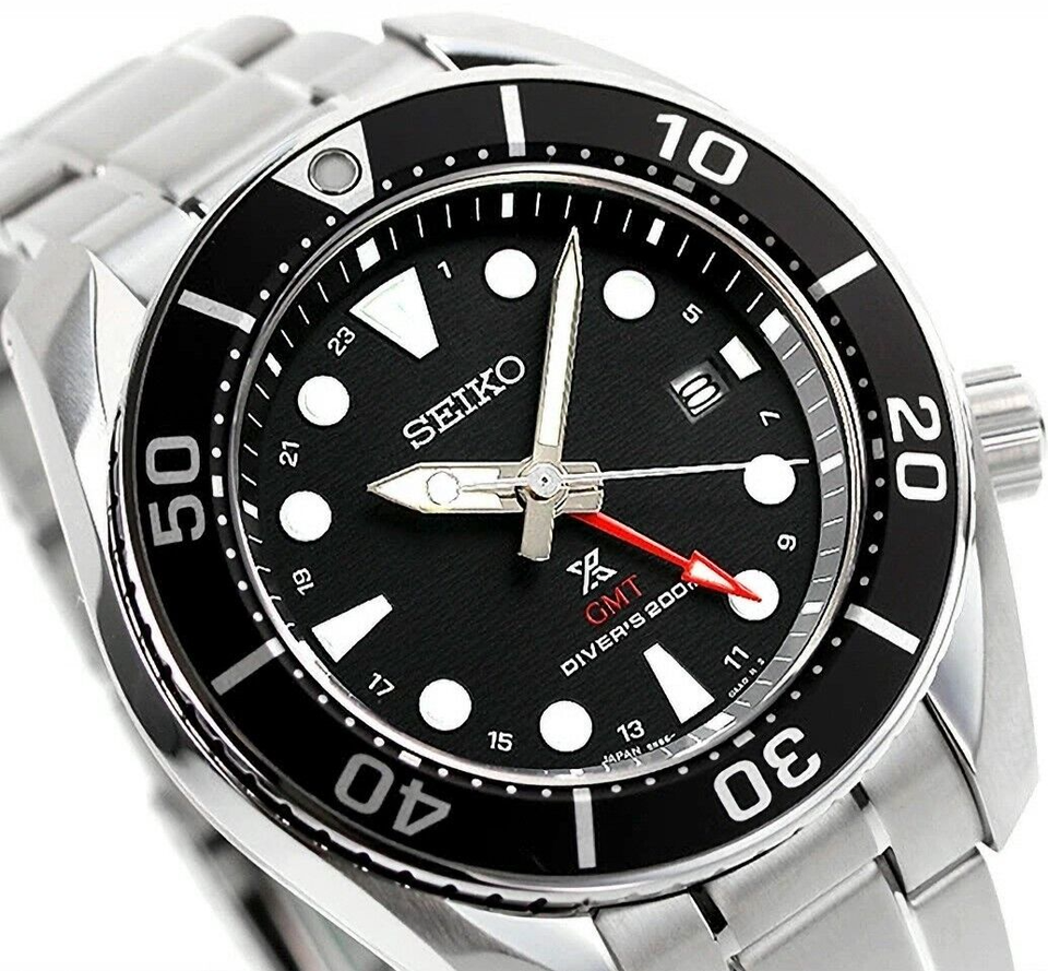SEIKO PROSPEX SBPK003 GMT Solar Diver Scuba 200m Automatic Watch Black ...