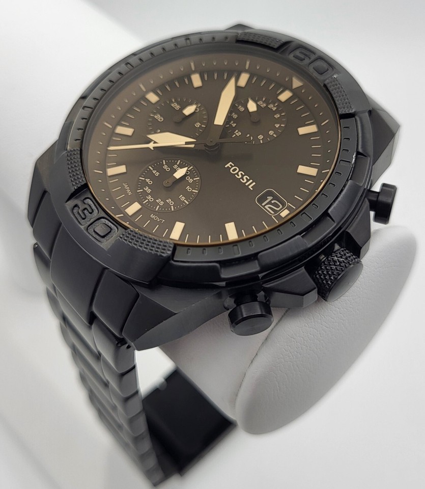 Fossil FS5851 Men's Bronson Chronograph Black Stainless Steel Watch ...
