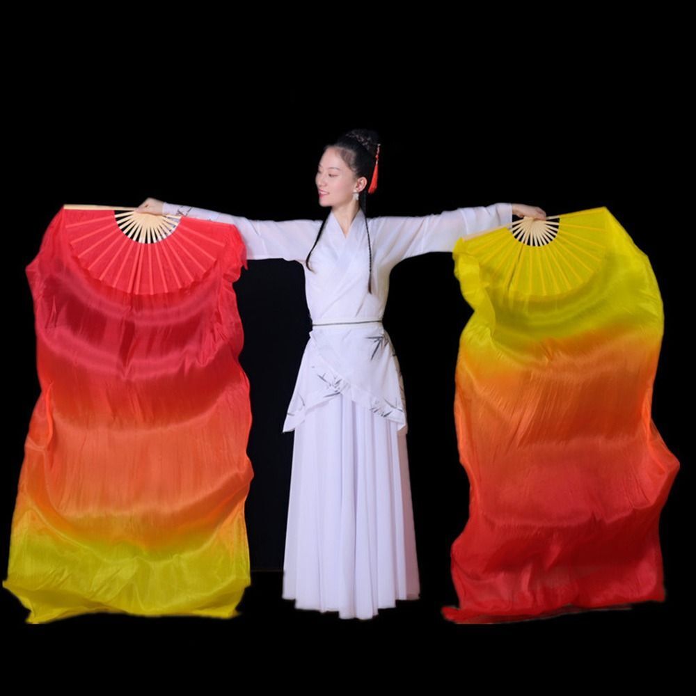 Dancer Practice Rayon Silk Fans Long Silk Fans Silk Fans Belly Dancing ...