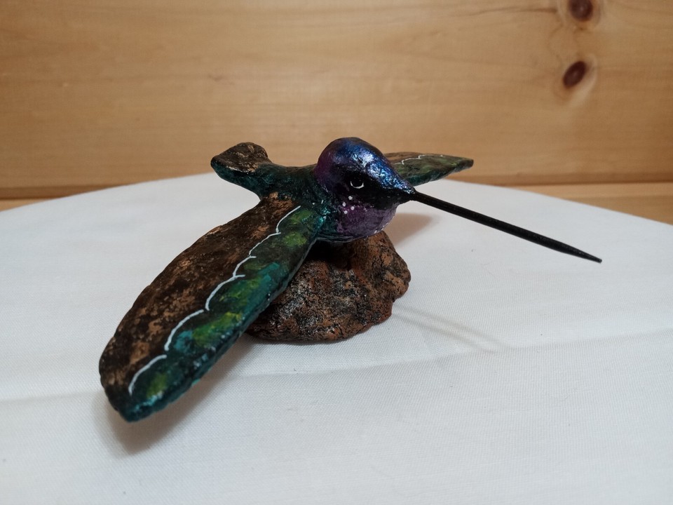 Handmade Whimsical Folk Art Hummingbird Paper Mache Sculpture Bird ...