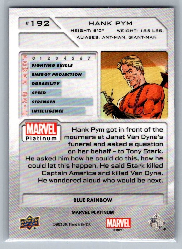 2023 UPPER DECK MARVEL PLATINUM BLUE RAINBOW HANK PYM #192 | eBay
