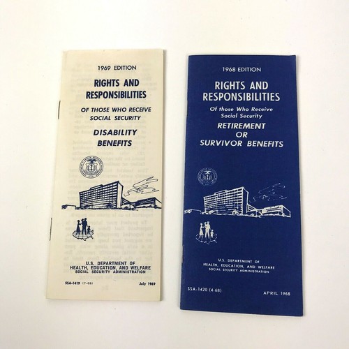 Vintage Social Security Booklets lot of 2 1968 1969 Survivor Disability ...