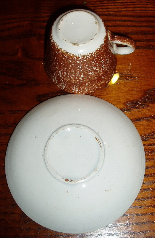 Antique Demitasse Brown Spatterware Cup & Saucer Chip | eBay