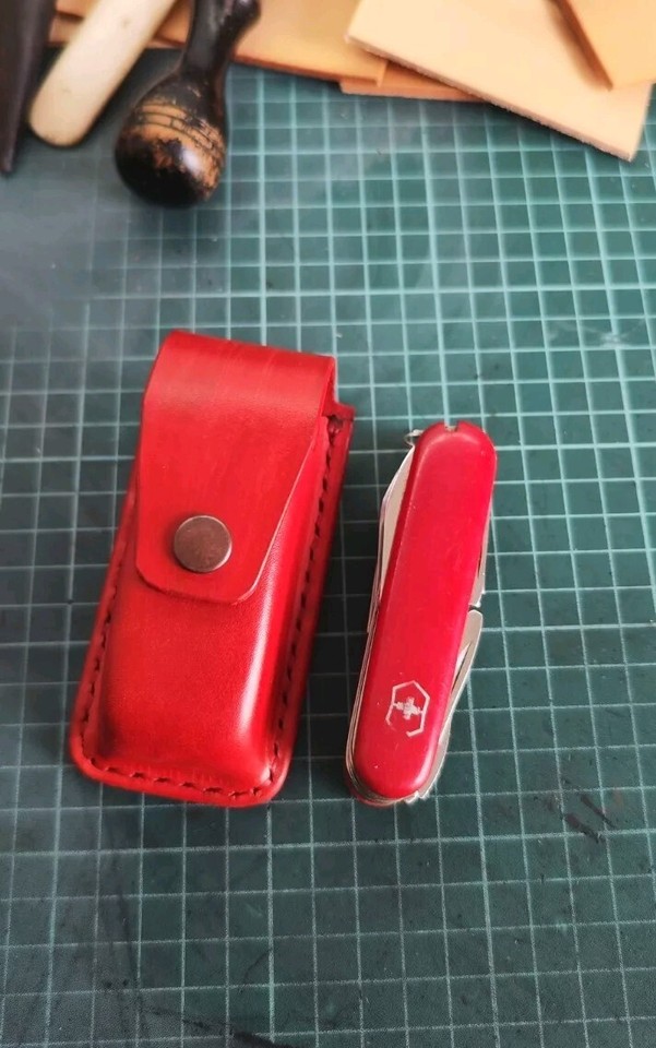 Victorinox Swiss Army Knife Leather Sheath Leather Belt Case Red, Custom Made | eBay