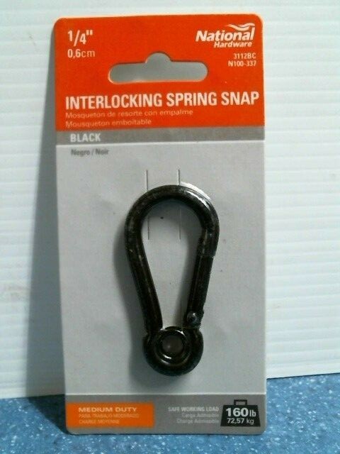 National Hardware N100-337, 1/4" Interlocking Spring Snap, Black, FREE ...
