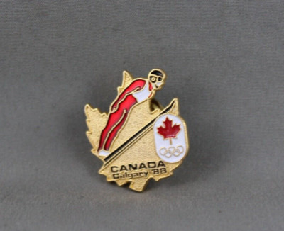 Vintage Winter Olympic Pin - Ski Jumping Gold Maple Leaf - Inlaid Pin ...