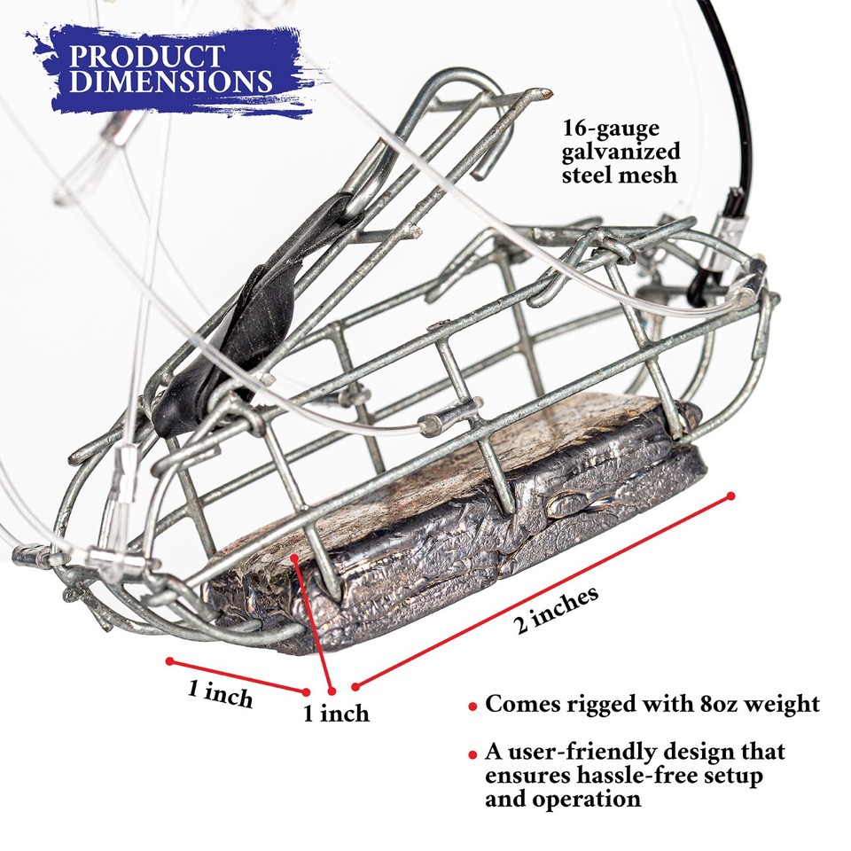 8oz Weighted Premium Dungeness Crab Snare for Fishing Pole Castable ...