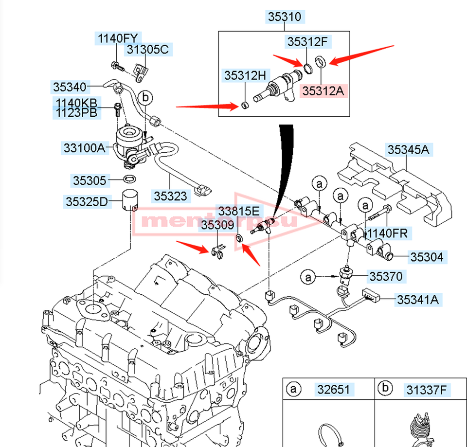 Fuel Injector Seal Kit For Hyundai Santa Fe Tucson KIA Optima 2.4L ...