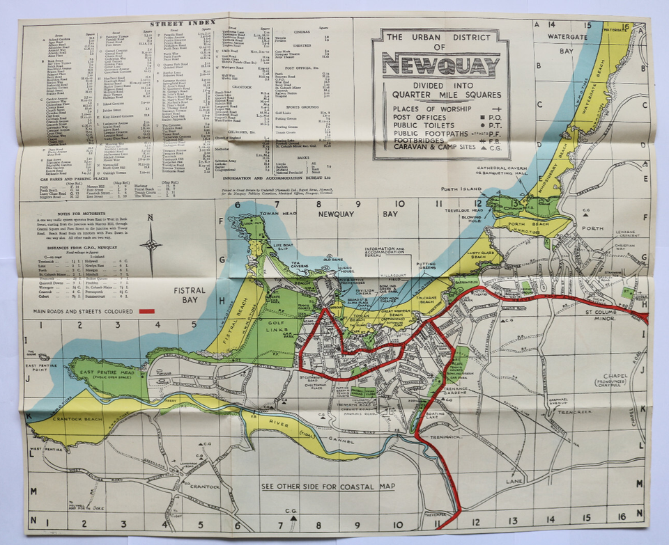 Cornwall, Newquay Map, Underhill Plymouth, Double Sided. | eBay UK