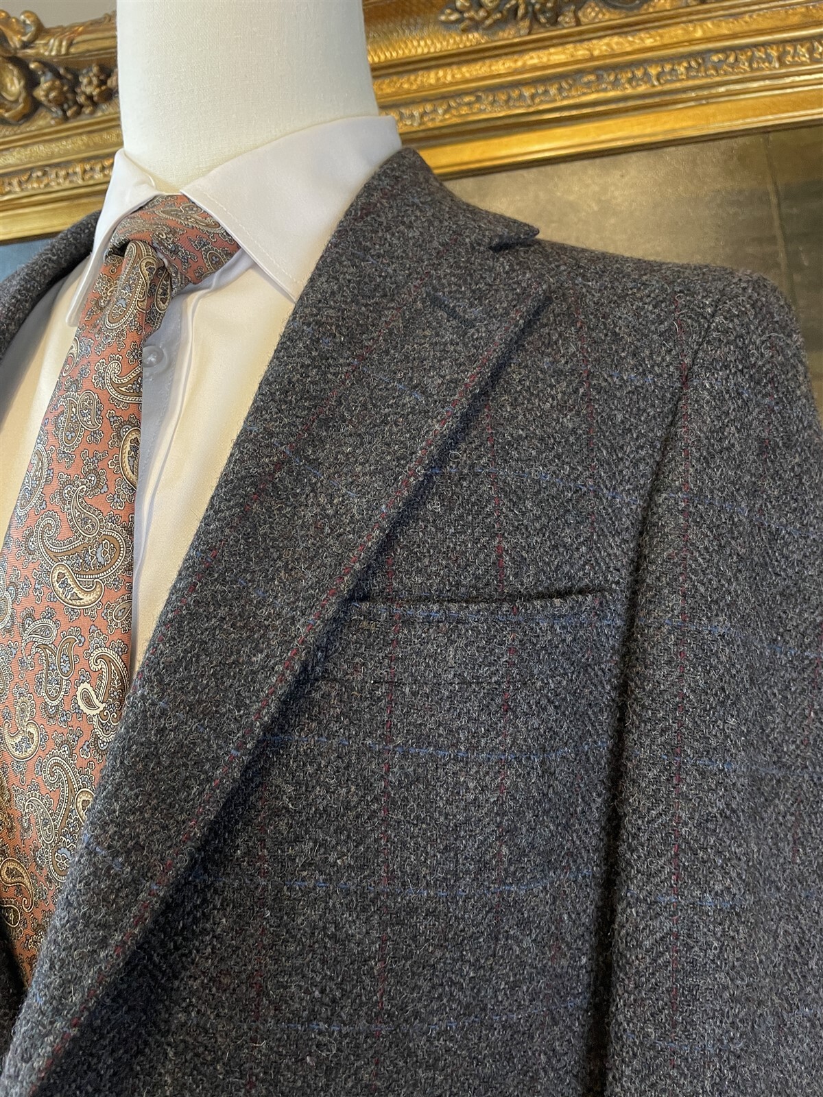 VTG Austin Reed 38R USA MADE 100% Wool Tweed Dark Gray Check 2Btn ...