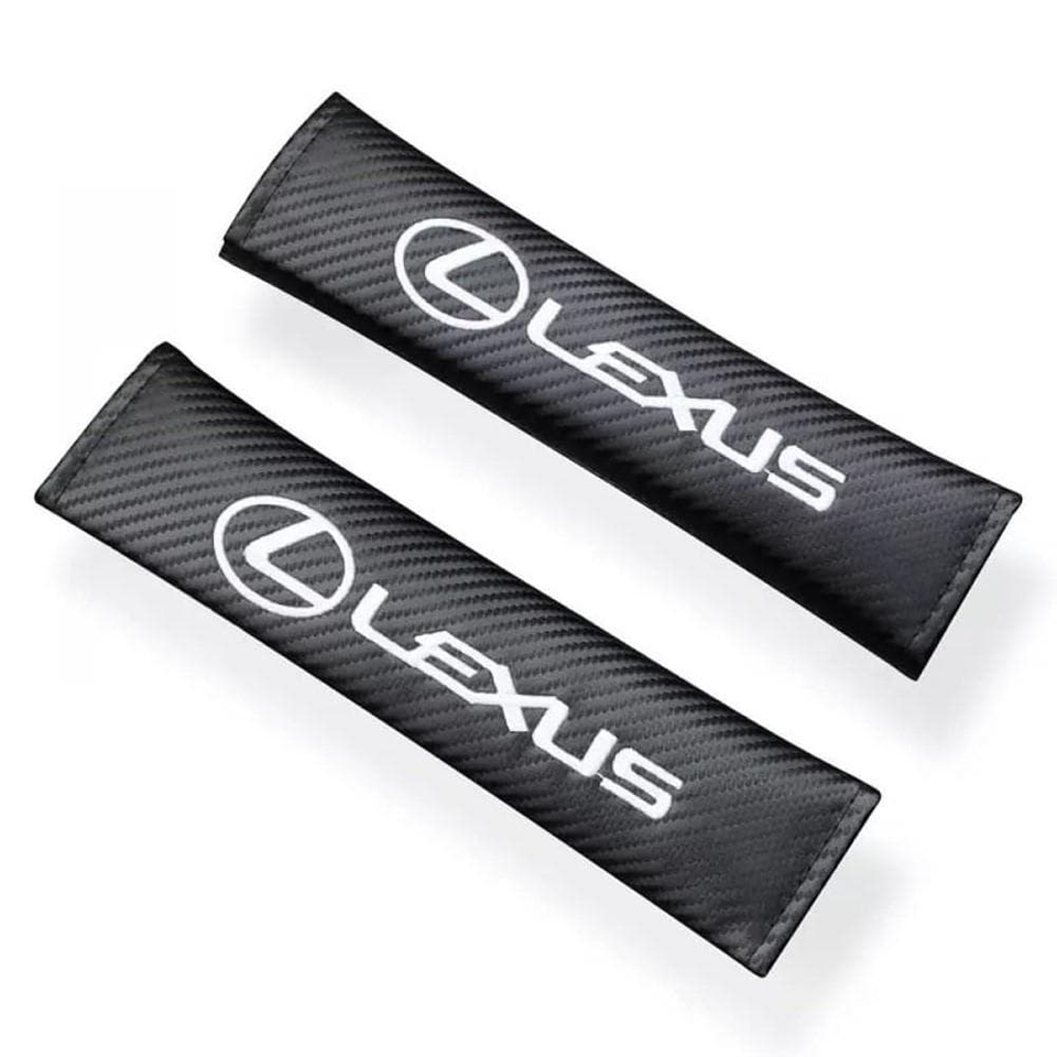 2pcs LEXUS Logo Style Carbon Seat Belt Pads Shoulder Covers – Black ...
