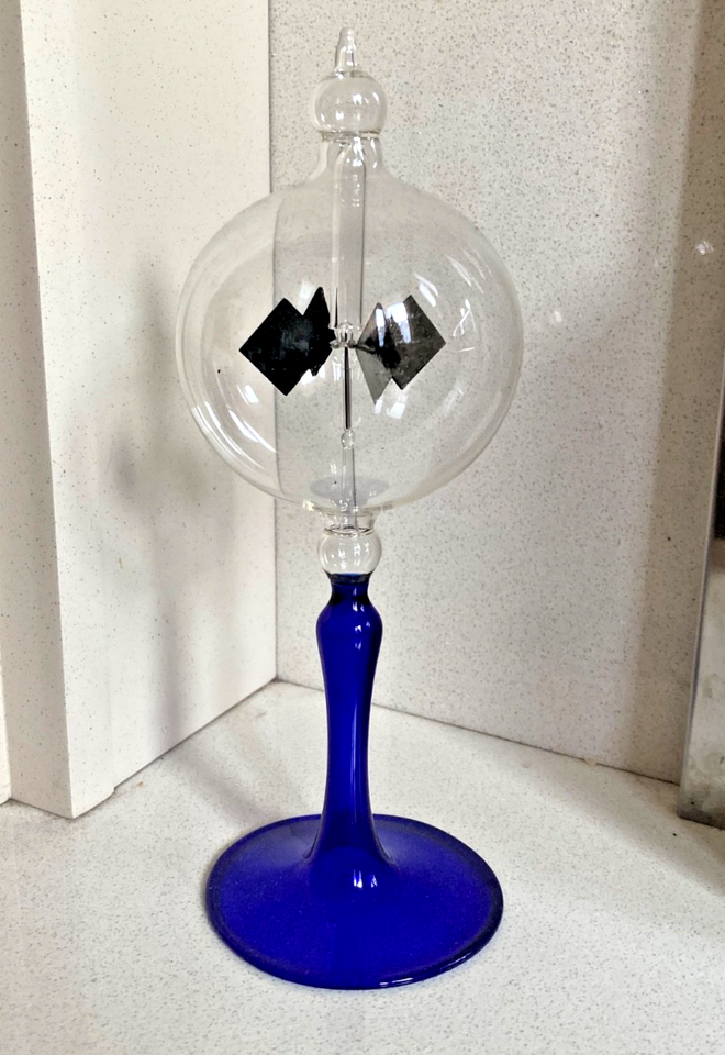 Blue Glass Base Crookes Radiometer/Light Mill Solar Powered Scientific ...
