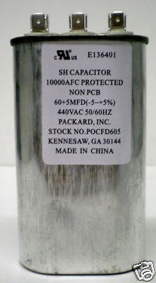 D6054 Oval 60 + 5 mfd uf 440 Volts Dual Run Capacitor | eBay