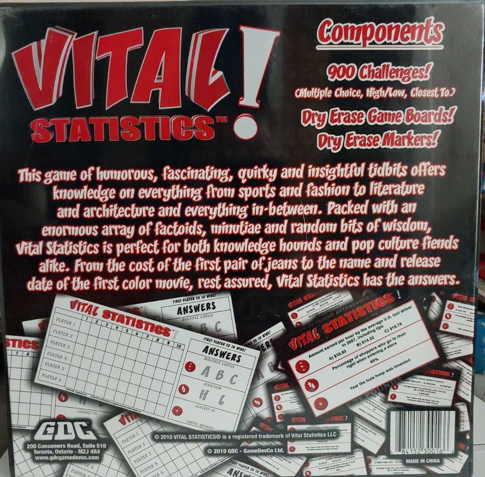 Vital Statistics Board Game Brand New Sealed Mind Games | eBay