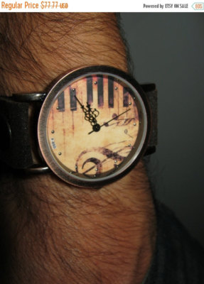 Women's Genuine Leather double wrap bracelet Piano Note Musical Wrist ...