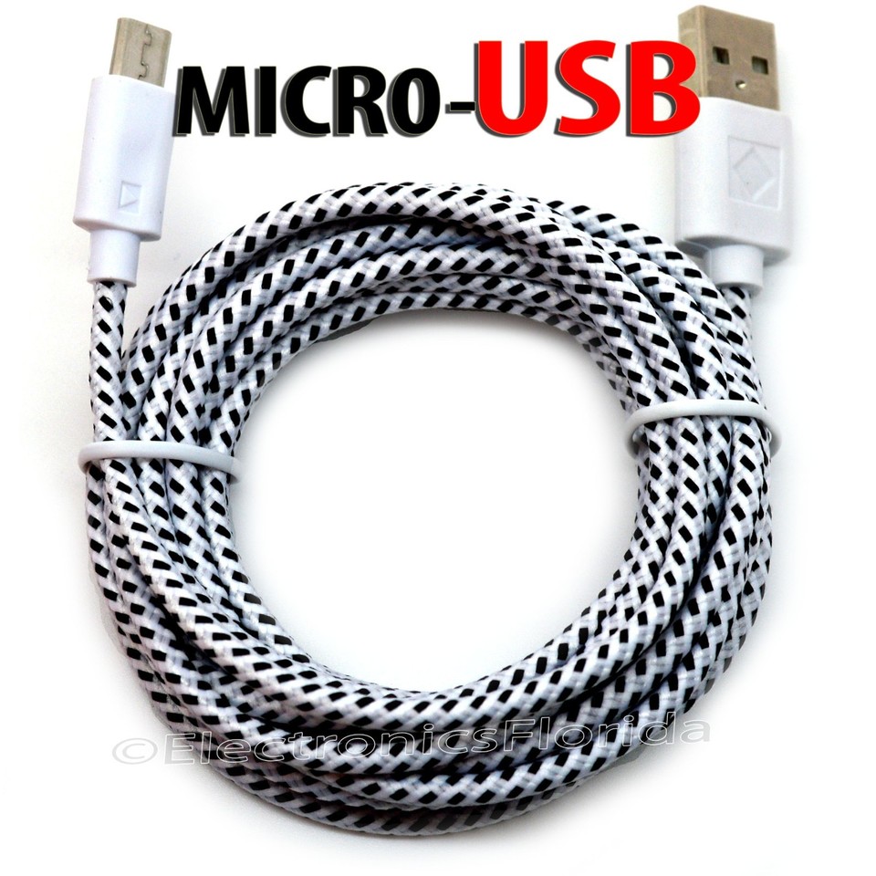 LOT Braided Micro usb data sync cable cord 3,5,10 FT for Android Cell ...