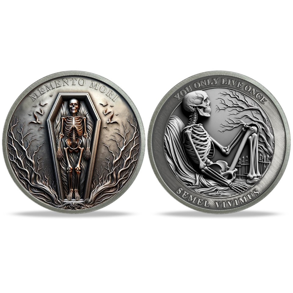 Stoic Skull Memento Mori Memento Vivere Challenge Coin Death Gifts For ...