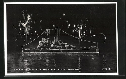 Ak Hms Vanguard, Coronation Examen Of The Flotte, Navire de Guerre | eBay