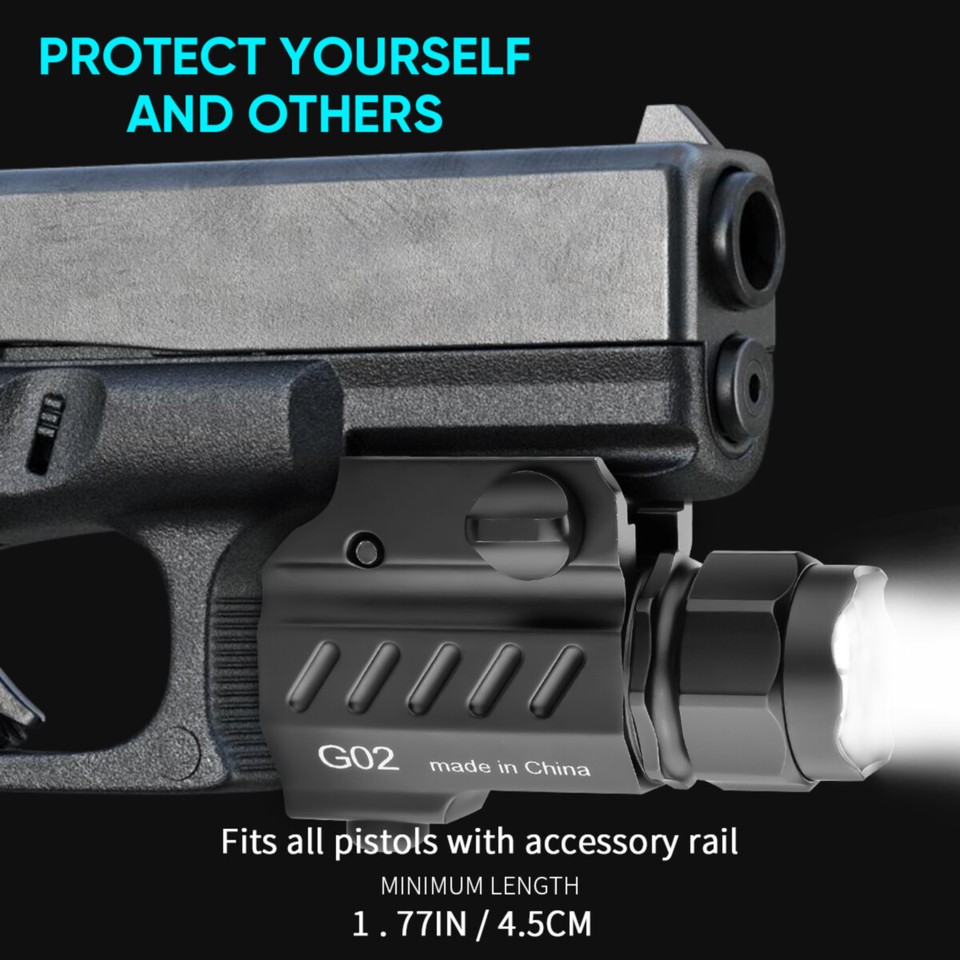 90000Lumen Pistol Light Tactical Gun Flashlight Rail Mount For Glock 17 ...