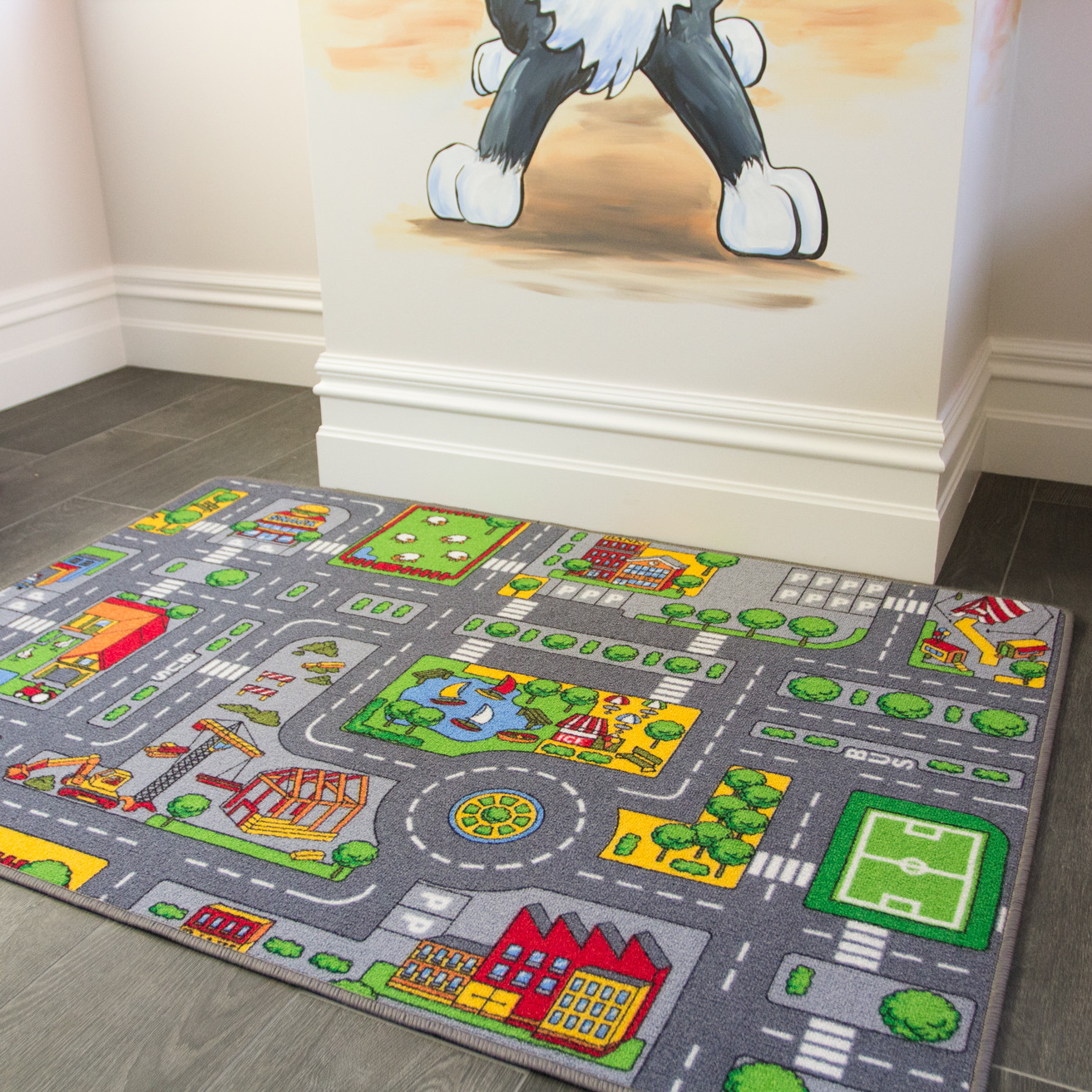 Kids Bright Fun Interactive School Roads Town Play Mat Bedroom Playroom ...