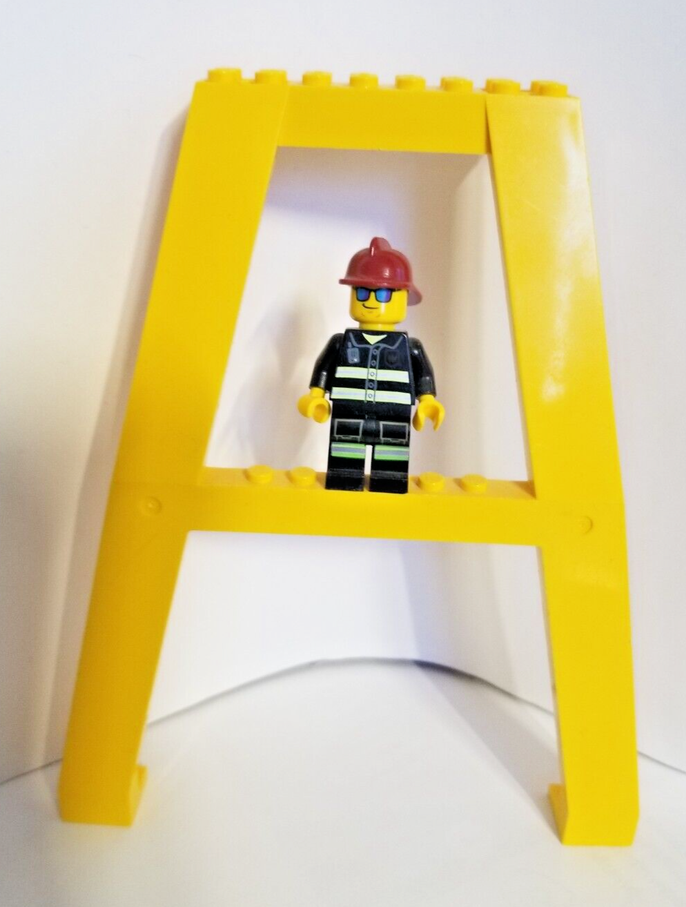 LEGO Minifigure Firefighter with Yellow Rescue Training Tower Support ...
