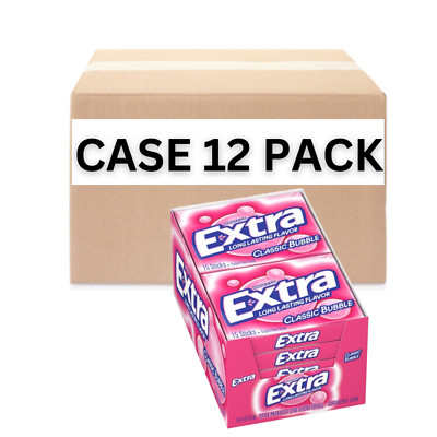 EXTRA Classic Bubble Gum Sugarfree Chewing Gum 12 Pack Case Wholesale ...