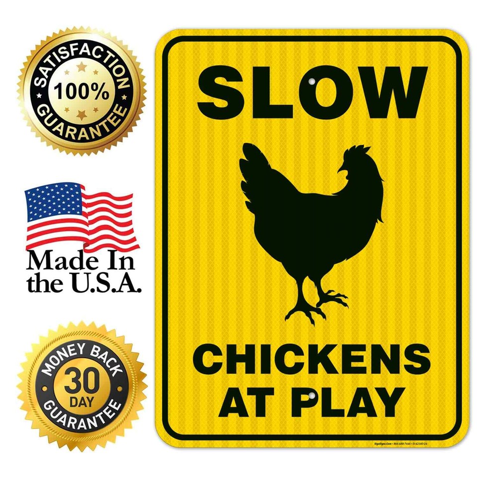 Chicken Crossing Sign, Slow Chickens at Play Sign, Chicken Coop Sign ...