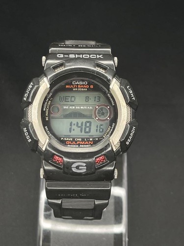 CASIO G SHOCK GW 9110 GULFMAN Solar Radio Watch Tide Moon Black Red | eBay