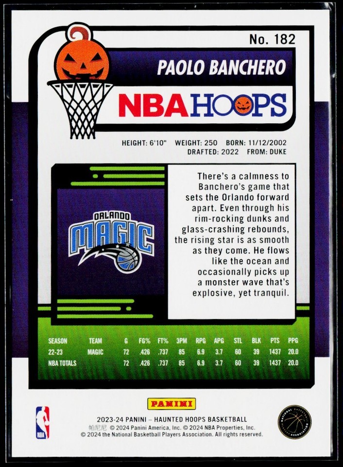 Pablo Banchero #182 2024-25 Panini Haunted Hoops Orlando Magic | eBay