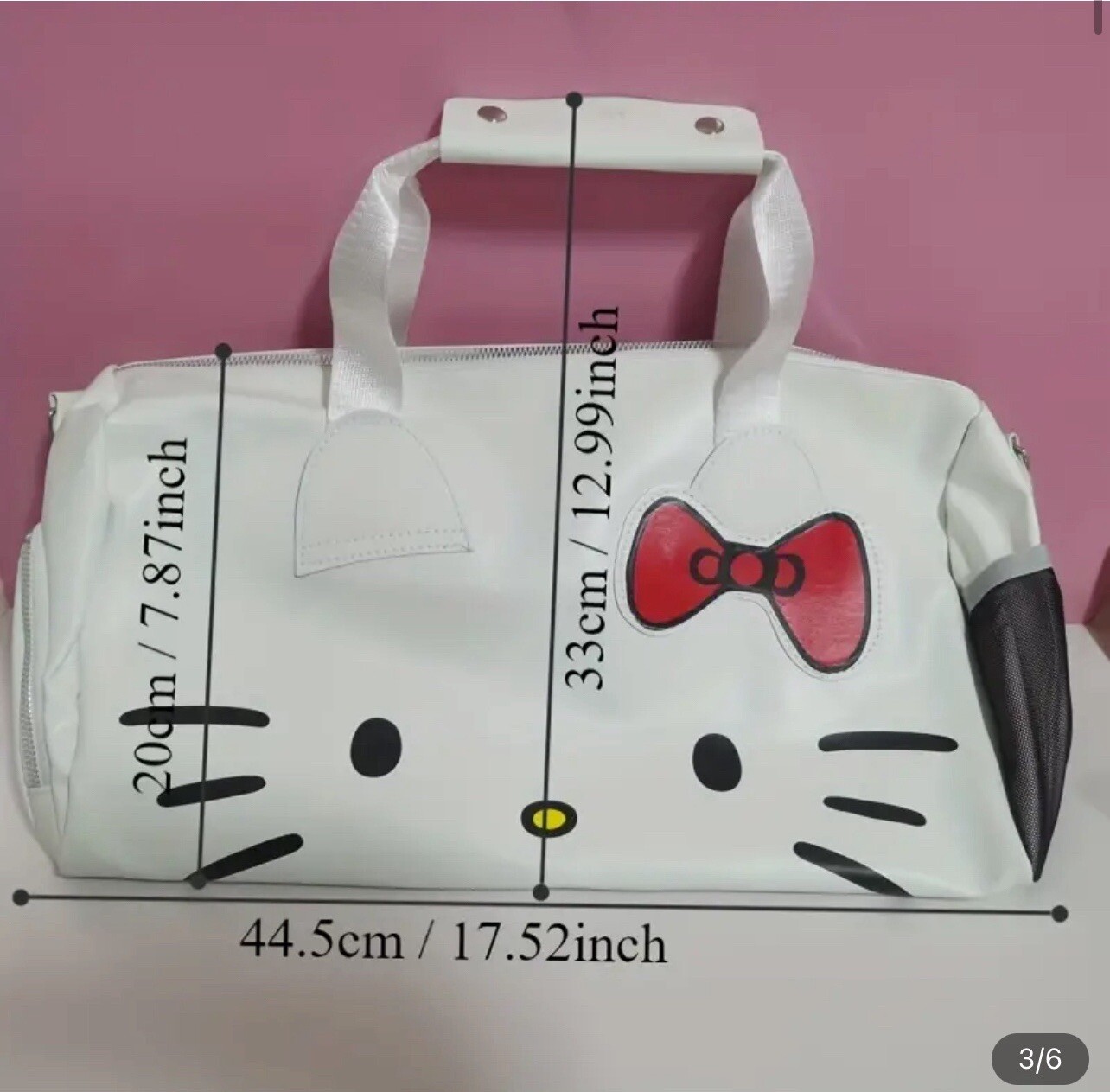 Sanrio Hello Kitty Duffle Bag Travel Luggage White Kawaii Overnight Bag ...