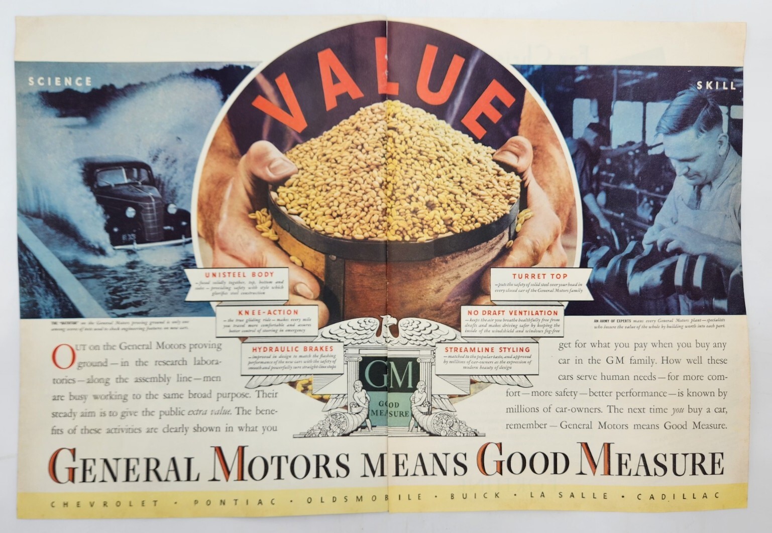 1937 General Motors Value Two Page Print Ad Man Cave Art Deco Poster 30 ...