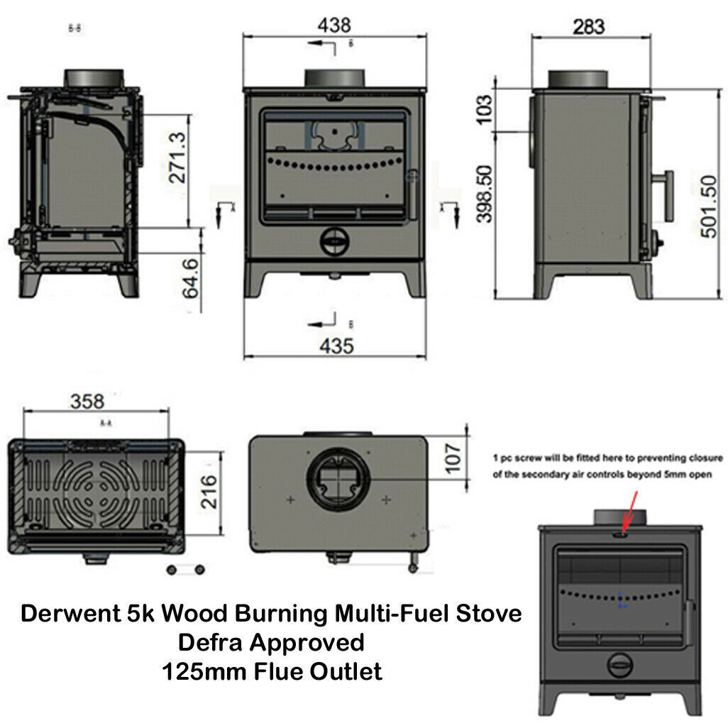 Wood Burning Multi Fuel Defra Approved Derwent 5kw Log Burner | eBay