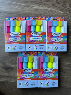 Texta Liquid Chalk Markers Jumbo Assorted 4 Pack x 5 = 20 | eBay Australia