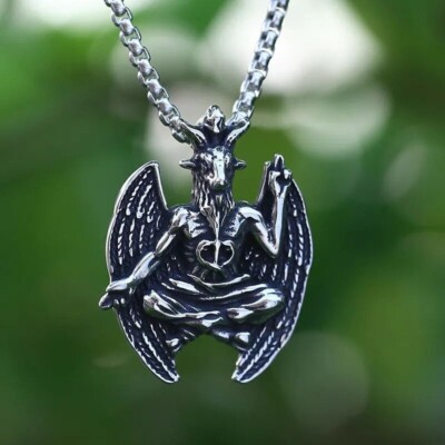 Stainless Steel Baphomet Satanic Occult Ram Devil Goat Satan Pendant ...