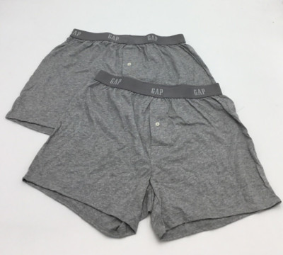 GAP 2 Pack Organic Cotton Knit Boxers With Functional Fly, Grey, Small ...