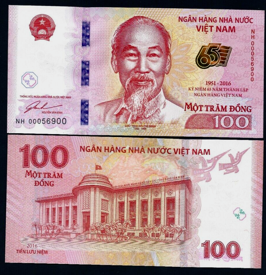 Vietnam 100 DONG P-125 2016 Commemorative 65th Any UNC Vietnamese ...