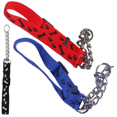 Adjustable Dog Puppy Check Chain Choke Collar Strip & Chain Strong ...