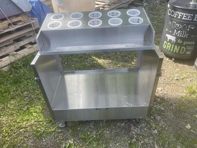 Lakeside Silverware Rolling Cart 10 Hole 120 Tray Capacity Stainless ...