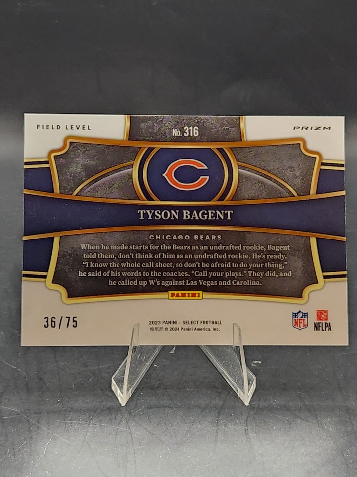 2023 Panini Select Tyson Bagent #316 Field Level Rookie Tri Color Prizm ...