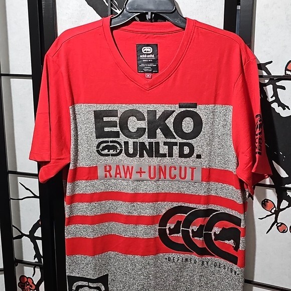 Ecko Unltd Raw & Uncut Graphic Design V Neck Tee Shirt Size Medium NWT ...