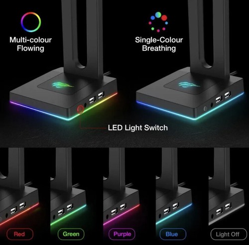 Havit RGB Color Changing Headset Headphones Stand TH630 USB Ports ...