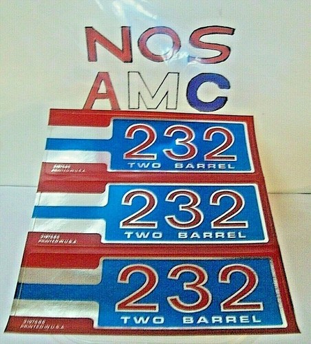 AMC American Motors Decal NOS Three (3) 1970's 232 Two Barrel Stickers ...