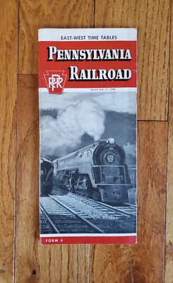 VINTAGE 1948 PENNSYLVANIA RAILROAD PRR PUBLIC TIME TABLE EAST - WEST | eBay