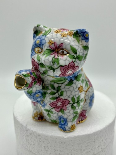 Vintage Chintz Floral Kitty Cat Creamer Gold Guilded Alexandra | eBay