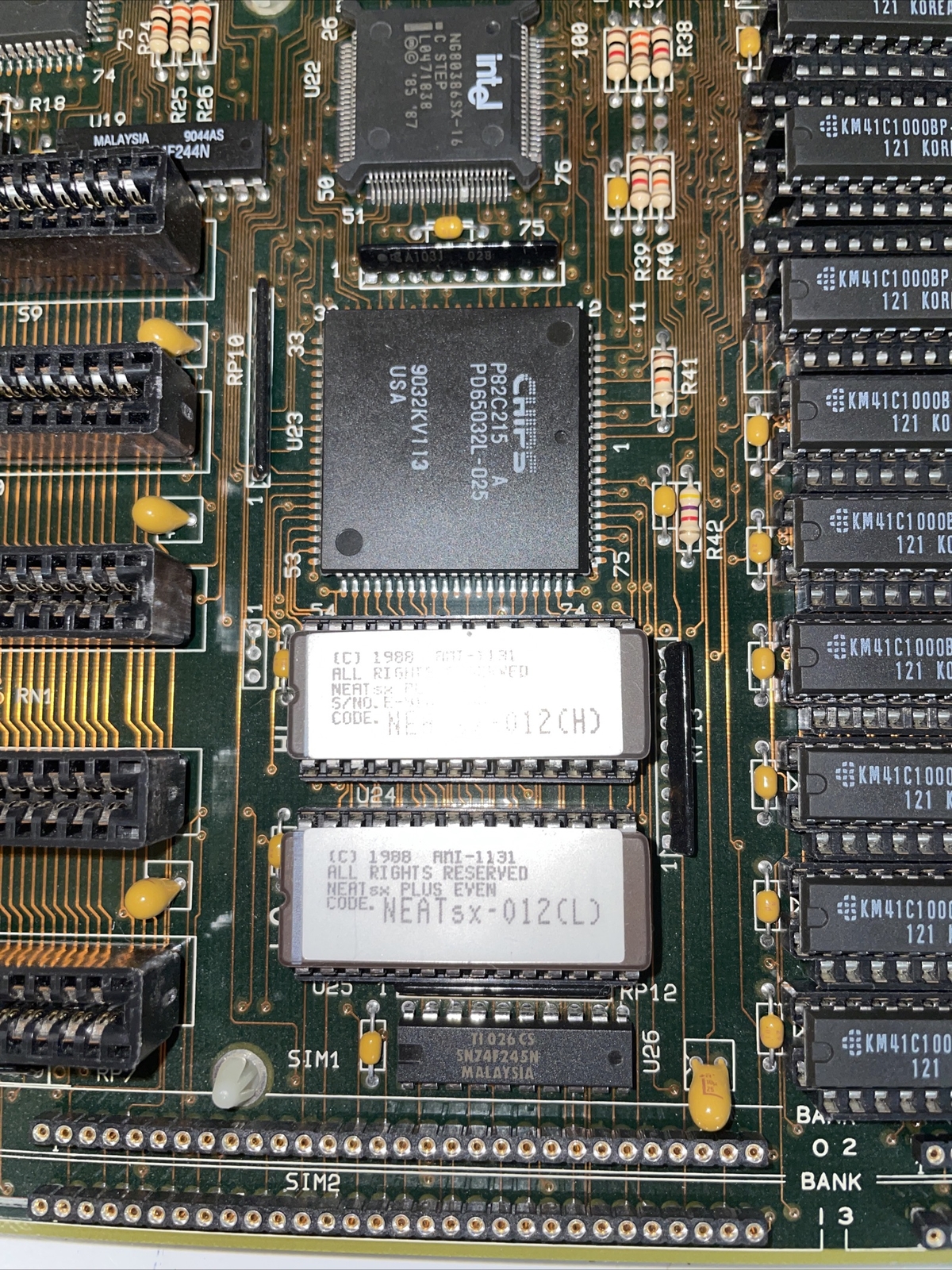 Vintage NEAT 80386 SX motherboard 386 processor 4MB Ram 1988 AMI-1311 ...