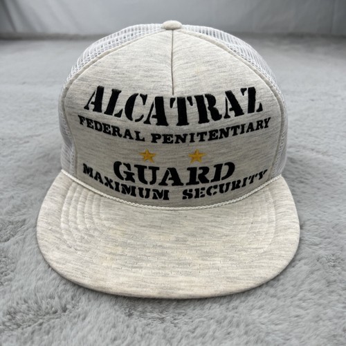 Alcatraz Trucker Hat Cap Mens One Size Gray Vintage 80s Employee Guard Retro Dad | eBay