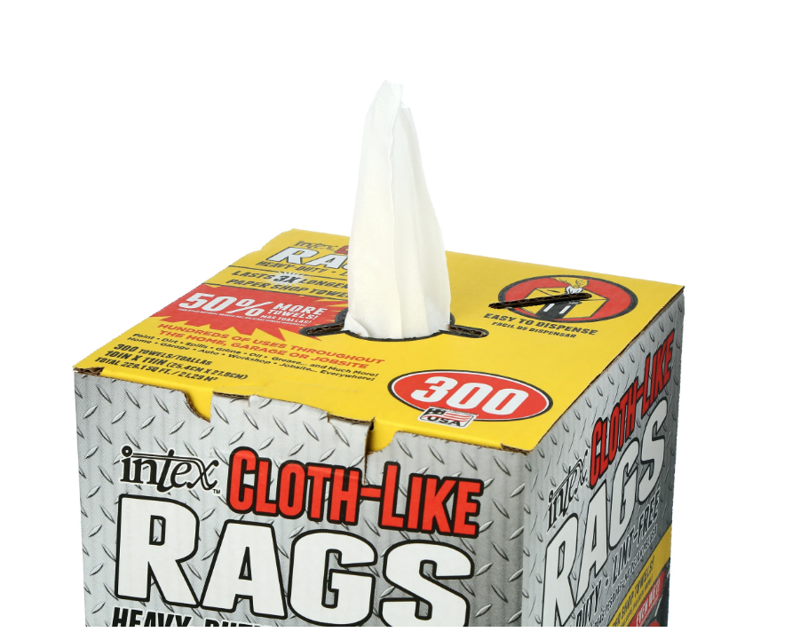 Intex Cloth-Like Rags in a Box 300 Towels, 10"x11" Heavy-Duty Trapos ...